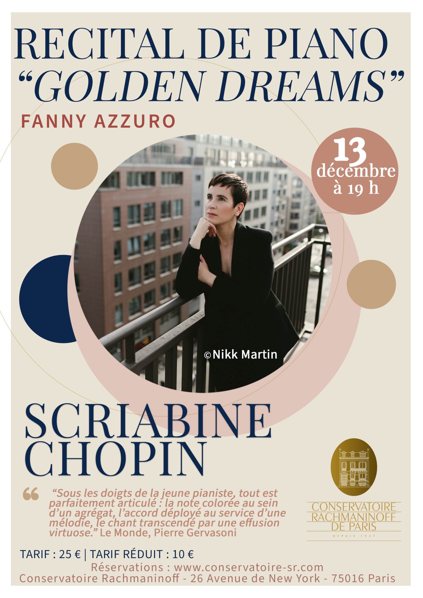 Récital de piano, Golden Dreams, de Fanny Azzuro